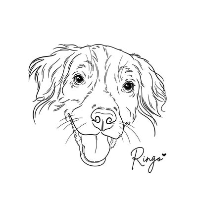 Dog Outline, Custom Line Drawing, Pet Portrait Full Body, Inked Line ...