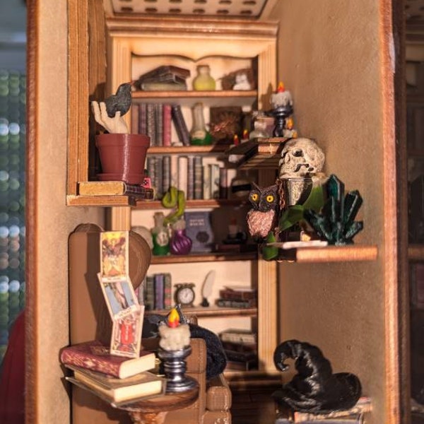Wooden Book Nook With Secret Drawer for Light Shape for Crafts and ...