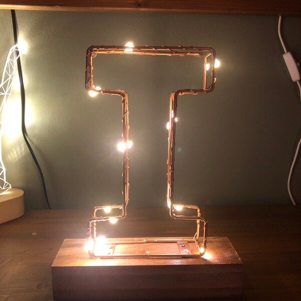 Light up Letter I | Custom Name Copper Light up Letter | Bedroom Living ...