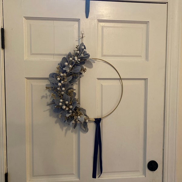 Pampas and Blue Lambs Ear Wreath, Fall Pampas Wreath, Autumn Wreath for ...