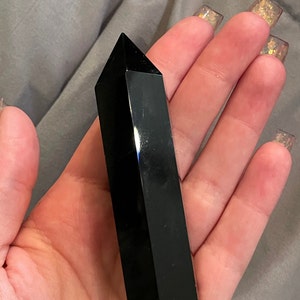 Black Obsidian Point Black Obsidian Tower Large Gemstone - Etsy