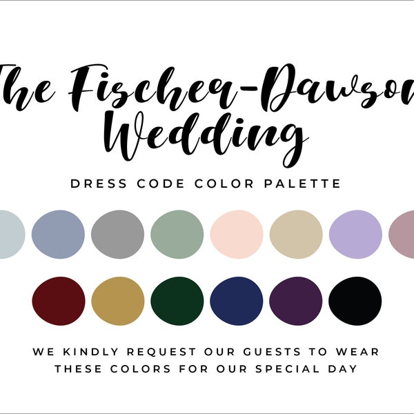 CUSTOM PARTY WEDDING Color Card Dress Code Attire Colors Wedding ... CUSTOM PARTY WEDDING Color Card Dress Code Attire Colors Wedding ...