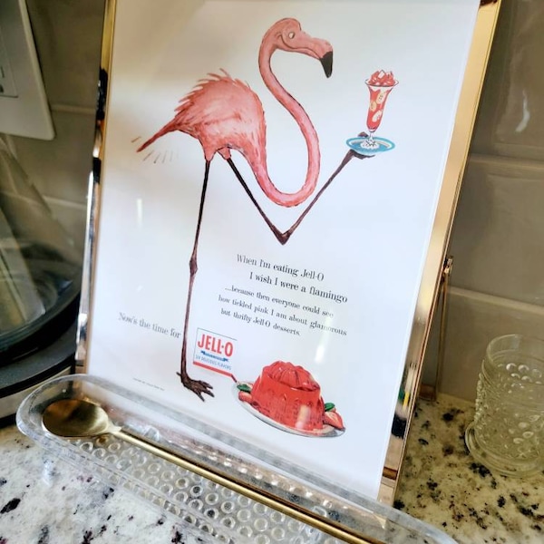 PINK FLAMINGO AD With Jelly, Pink Flamingo Poster, Vintage Kitchen ...