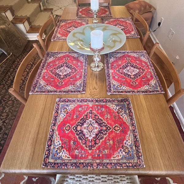 Decorative Turkish Placemats, Kilim Pattern Tableware, Durable ...