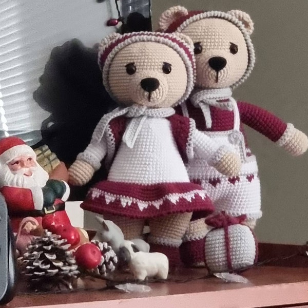 Christmas Teddy Bears Crochet Pattern - Amigurumi Toy Teddy Bears ...