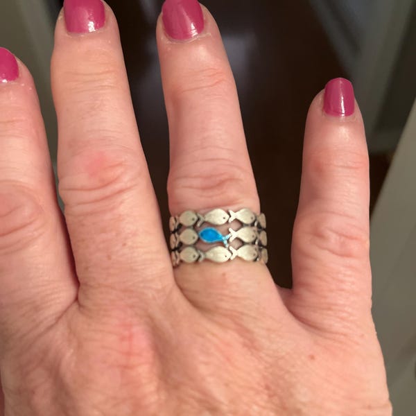 Swimming Against the Current. Sterling Adjustable Ring. School of Fish ...