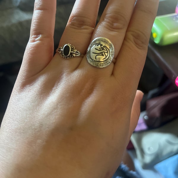 Sterling Silver Cat Ring Sleeping Cat Ring Cute Cat Jewelry Cat Lover ...