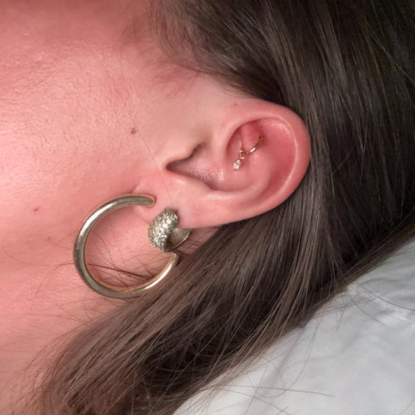 Titanium Leaf Vertical Dangle Hidden Helix Chain Piercing, Threaded ...