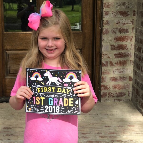 Unicorn First Day of 1st Grade Sign Girl First Day of School Sign ...