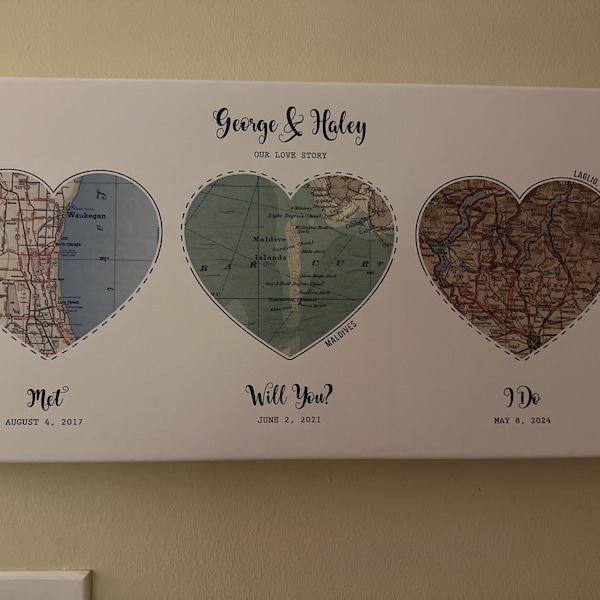 Christmas Gift Ideas for Couples | Map Wall Art Gift for Him and Her ...