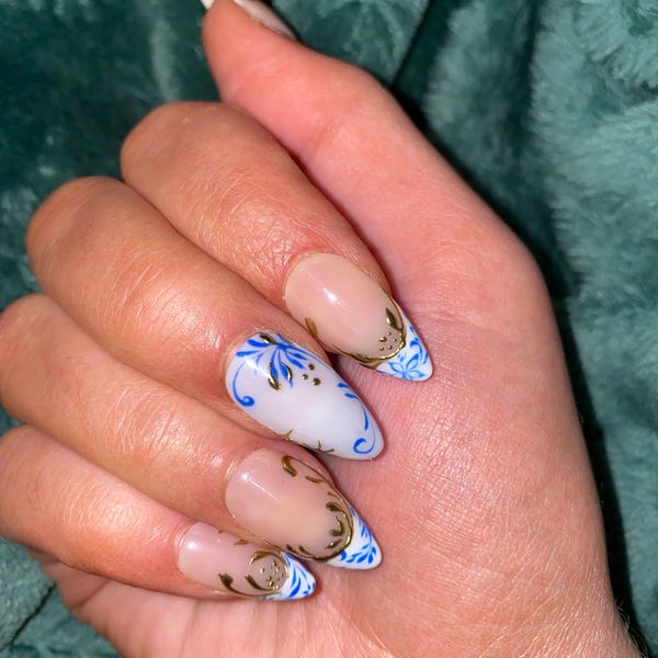 Chinoiserie Blue Porcelain Inspired Nails, Ceramic Blue and White ...