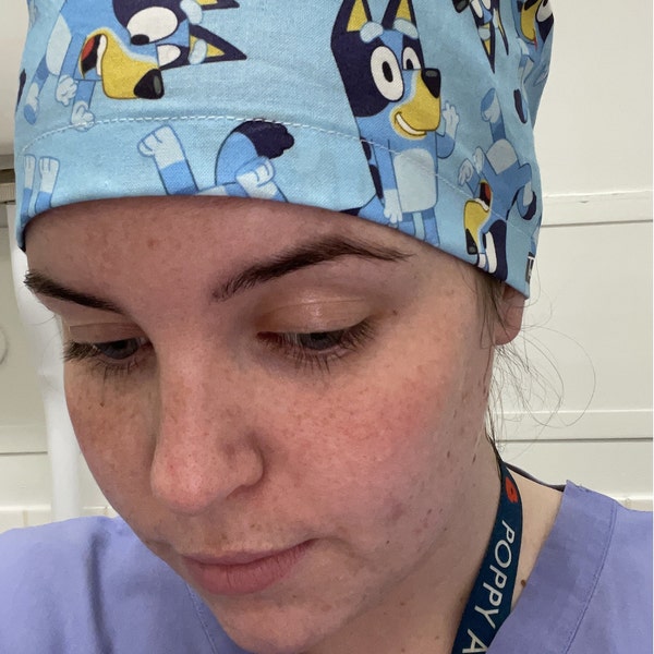 Bluey Scrub Hats | Satin Lined Scrub Caps for Women, midwife Gift ...