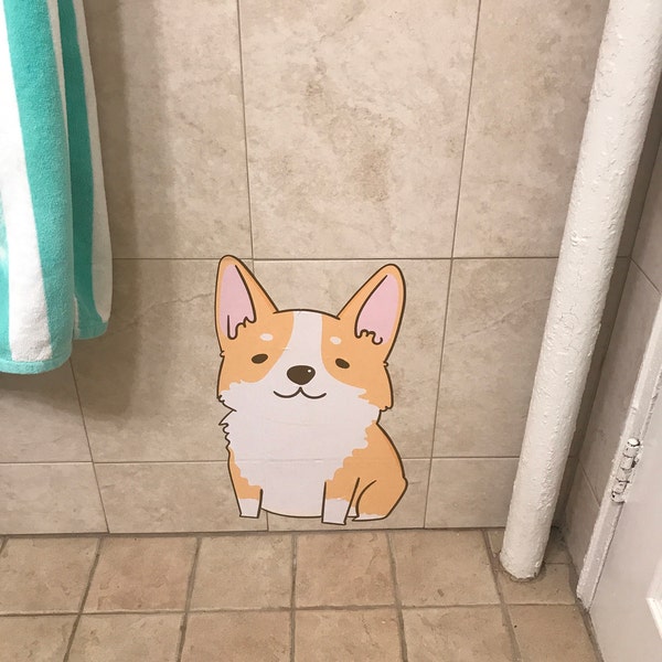 Cute Corgi Wall Decal Set Removable Fabric Wall Sticker for Childrens ...