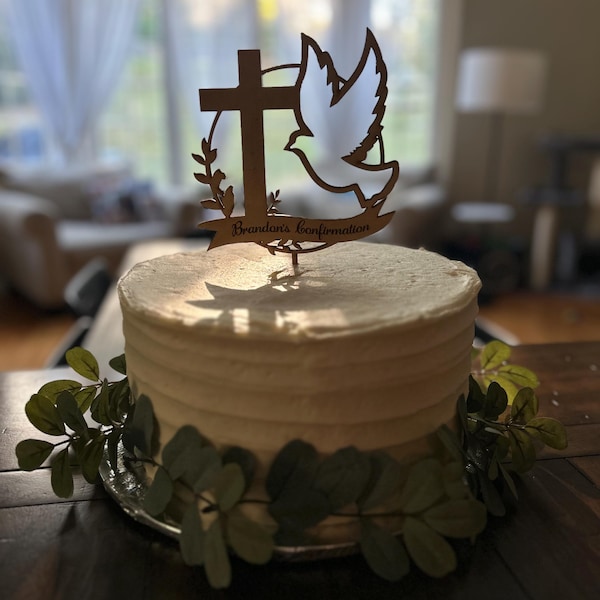 Personalized Confirmation Cake Topper. Dove & Cross, Religious Decor - Etsy