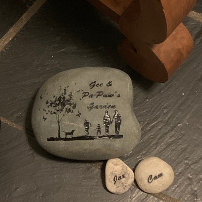 7in Grandma Garden Rock 3in Name Stones Add Kids Custom Order Carved ...