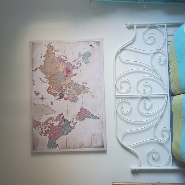 Personalized World Map Push Pin Map Pinboard Cork Canvas Print Gift for ...