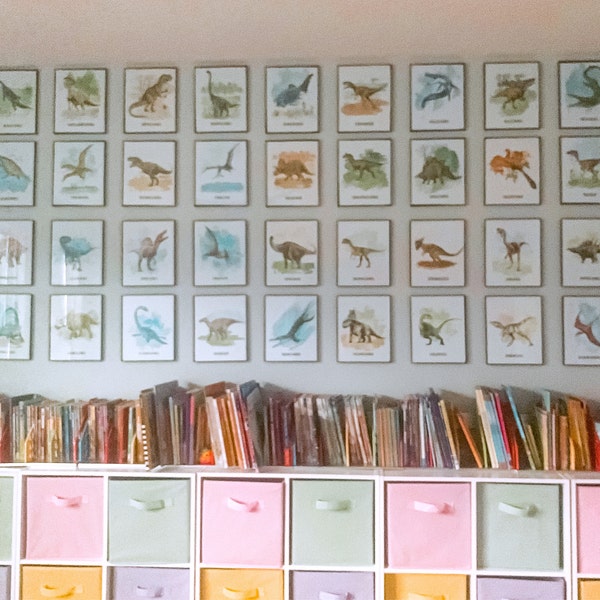 24 Dinosaur With Names Poster Dinosaur Types Decor Watercolor T-rex ...