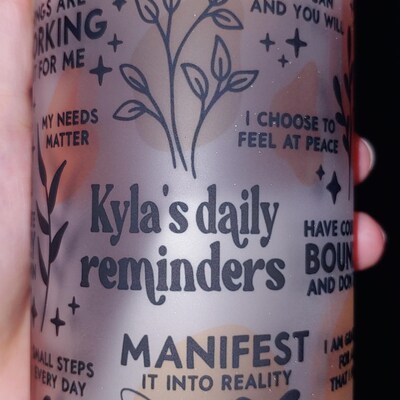 My Mental Health Cup Daily Affirmations Glass Tumbler 16oz Positive ...