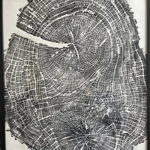 Old Ash Tree Ring Print, Tree Ring Wall Art, 24x36 Linocut Oversized ...