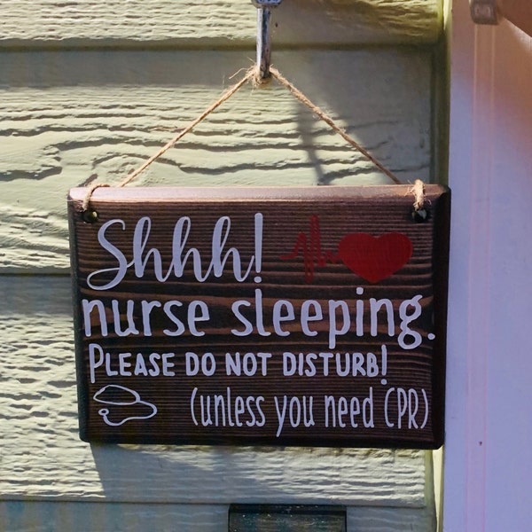 Sleeping Nurse Sign | Nurse Sleeping Sign | Nurse Sign | Nurse Gift ...