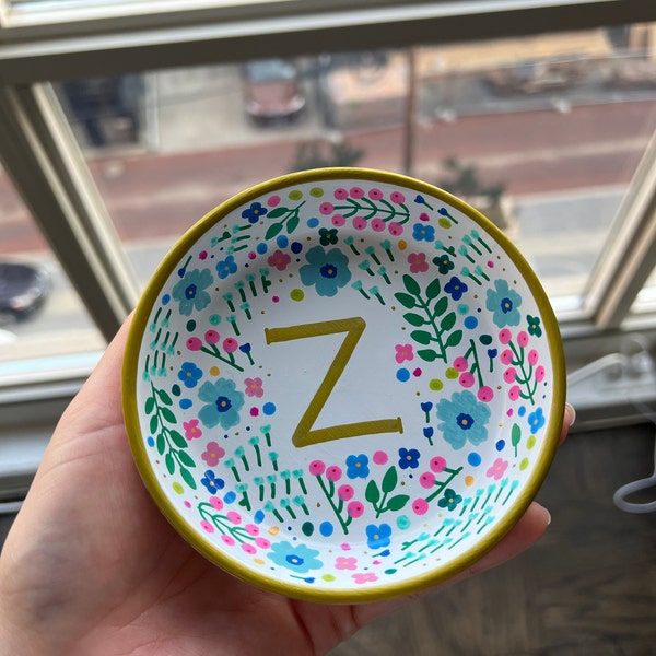 Retro Colorful Cocktail Trinket Dish, Hand Painted Clay Ring Dish, Bar ...