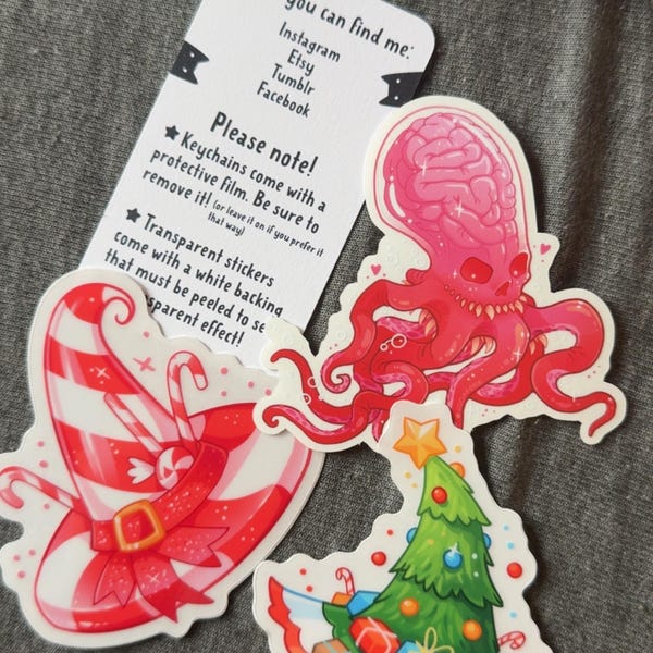 Horror Sea Creature Stickers: Jellyflesh, Heart Squid, Brain Octopus ...