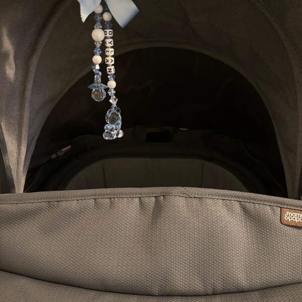 Personalised Baby Pram Charm Clip Dummy Teddy Pink White Girl New Baby ...