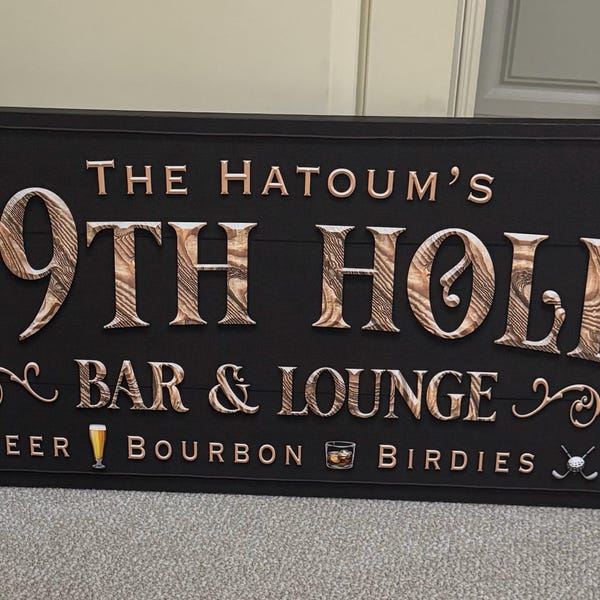 19th Hole Bar and Lounge Sign, Canvas Print - Etsy