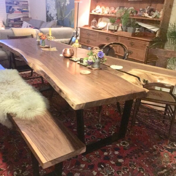 50% OFF SALE- 8ft Long Live Edge Walnut Dining Table With Your Choice ...