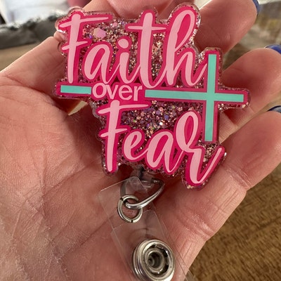 Religious Badge Reel Faith Over Fear Cross Medical Badge Reel Gift for ...