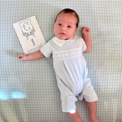 Watercolor Monogram Crest Baby Milestone Cards Baby Shower Gift Month ...