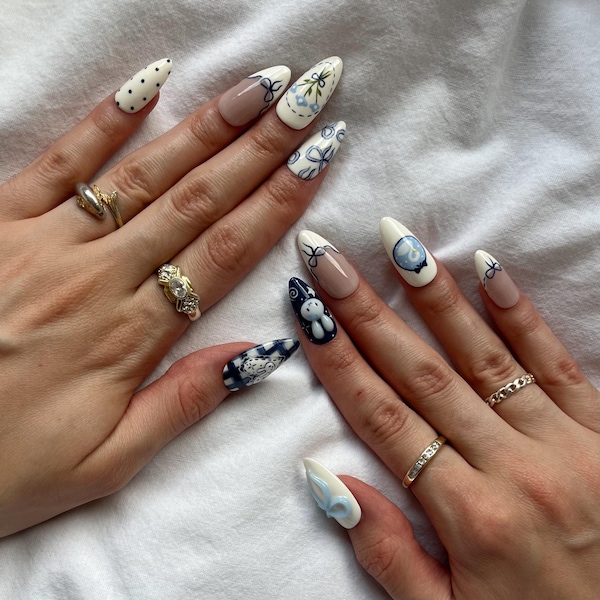 CECILY | Italian Tile Lemon Press on Nails | Summer Vacation Nails ...