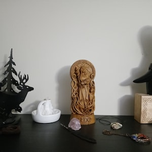 Frigga, God Viking, Wood Carved Frigg Statue, Friga, God Altar ...