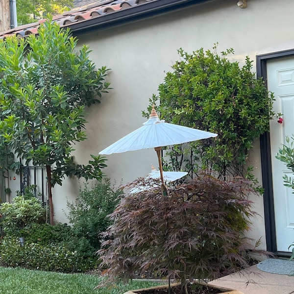 Waterproof Cotton Canvas Parasols With 28" Canopy & Bamboo Pole ...