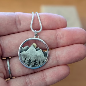 The Mountain Necklace. Sunset. Outdoor Jewelry. Silver and 14k Yellow ...