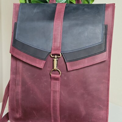 Women Leather Backpack City-style Leather Bagcanvas - Etsy