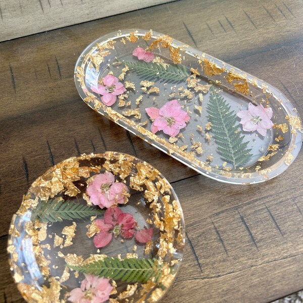 Hydrangea Trinket Tray, Pressed Floral Resin Jewelry Tray, Jewelry Tray ...