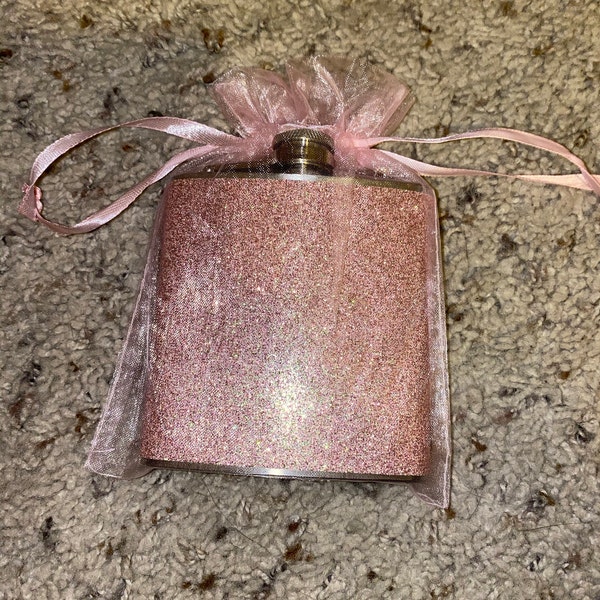 Gold Christmas Tree Rhinestone Glitter 6 Oz Size Stainless Steel Liquor ...