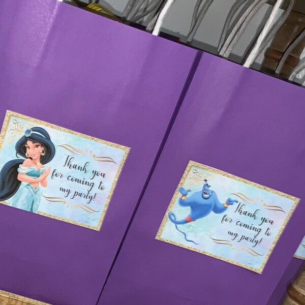 Princess Jasmine Thank You Tags, Printable Princess Tags, Aladdin Party ...