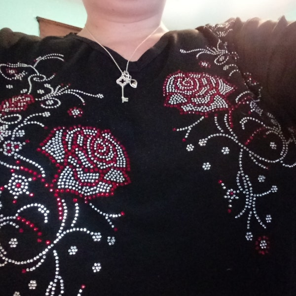 Plus Size Full Length Leggings Embellished Rhinestone Trailing Red ...