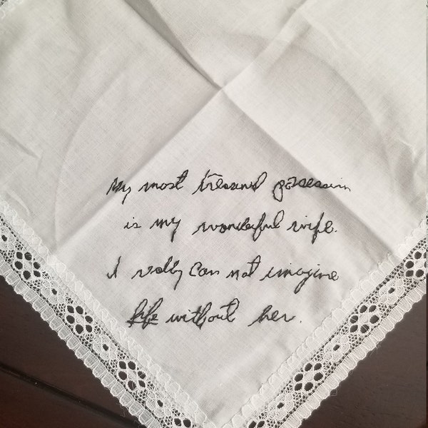 Custom Hand Embroidered Handwriting Wedding Handkerchief for the Bride ...