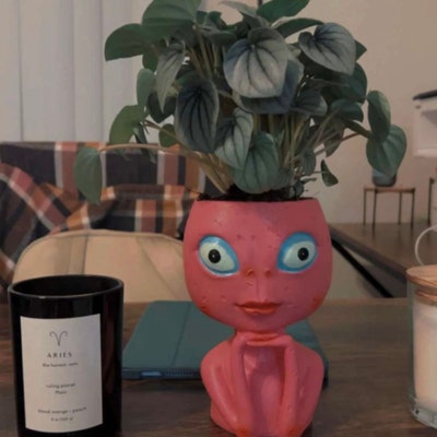 Pink Alien Planter / UFO / Alien Flower / Girl Planter / Unique Planter ...