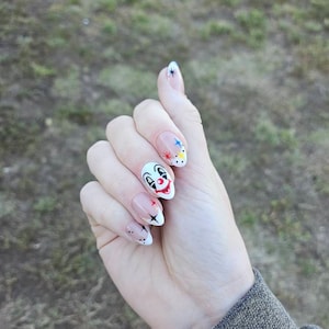 133 as a Clown Happy&sad Clowns Frenchtips Press on Nails Custom Hand ...