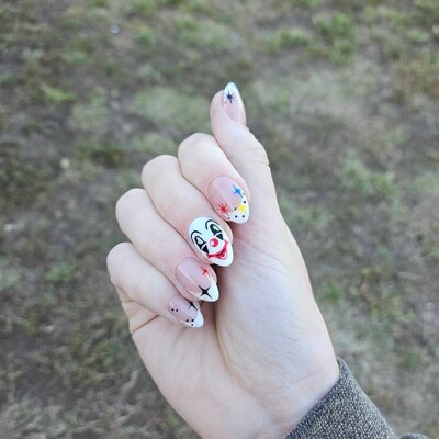 133 as a Clown Happy&sad Clowns Frenchtips Press on Nails Custom Hand ...