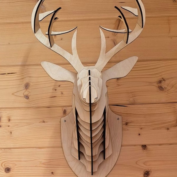 Deer Head 3D Wall Decor Wall Art Laser Cut Dxf Glowforge Svg File CNC ...