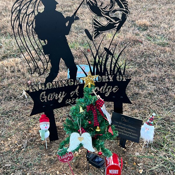 Custom Bass Fishing Fisherman Memorial Stake, Memorial Plaque With ...