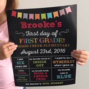 First Day of First Grade Sign, First Day of School Sign, First Grade ...