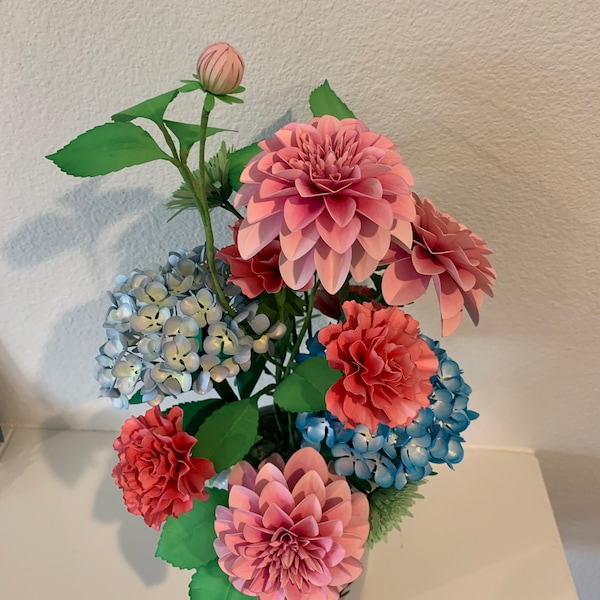 Hydrangea - Paper Flower - Templates - Video Tutorial - SVG ...