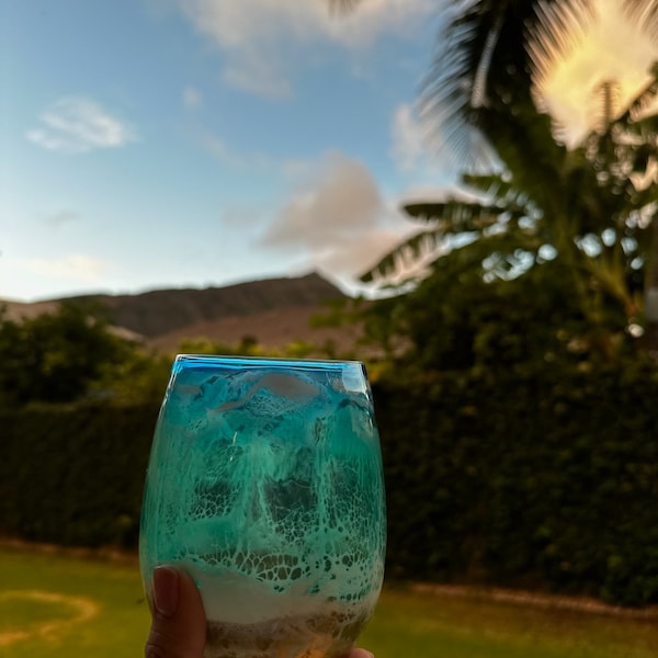 Beach Glassware, Beach Wine Glasses, Beach Drinkware, Beach Lover Gift ...