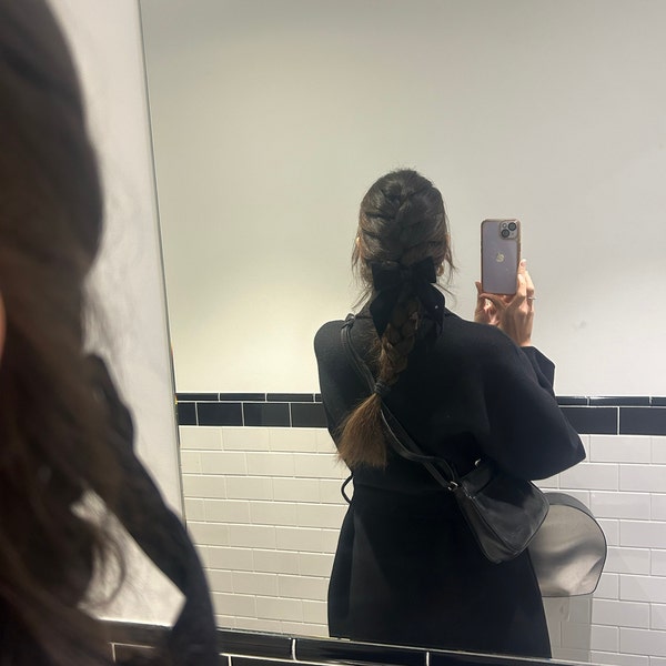 SMALL Pearl Ivory Velvet Bow Hair Clip, Bow Hair Accessory, Faux Pearl ...